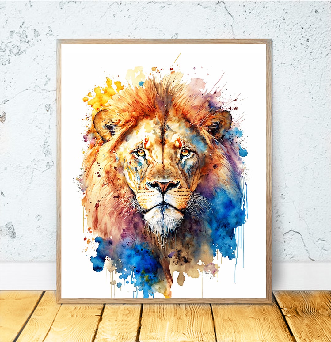 Lion Watercolor PRINTABLE ART Lion Print Instant Download Lion Poster ...