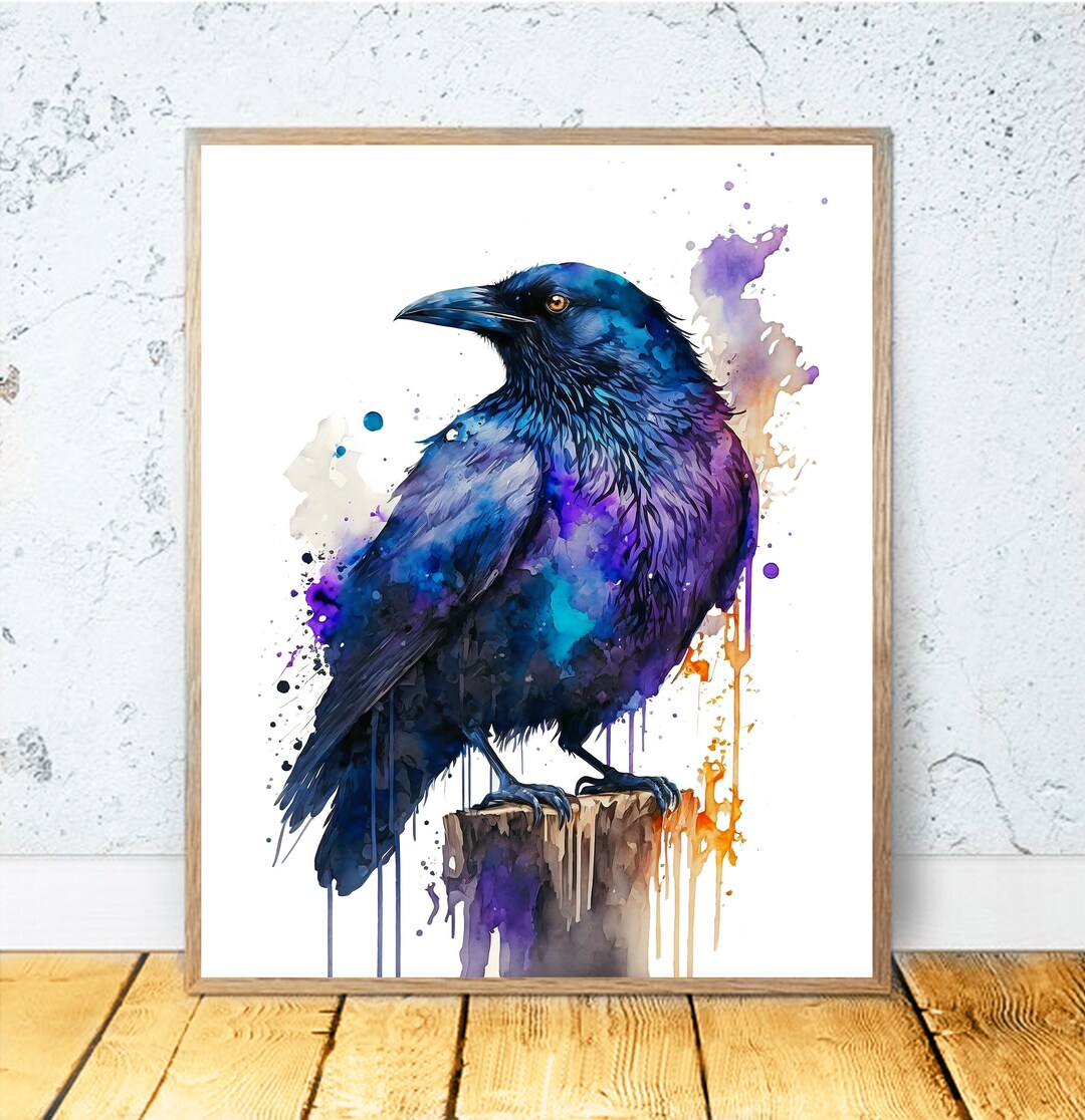 Raven Watercolor PRINTABLE ART Raven Print Instant Download Poster ...