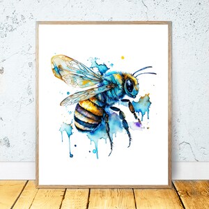 Set of 6 Bees Watercolor PRINTABLE ART Bee Print Bumblebee Honeybee ...