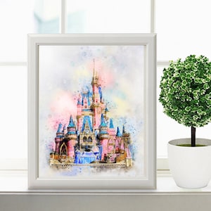 Watercolor Castle PRINTABLE ART Castle Print Castle Poster Colorful ...
