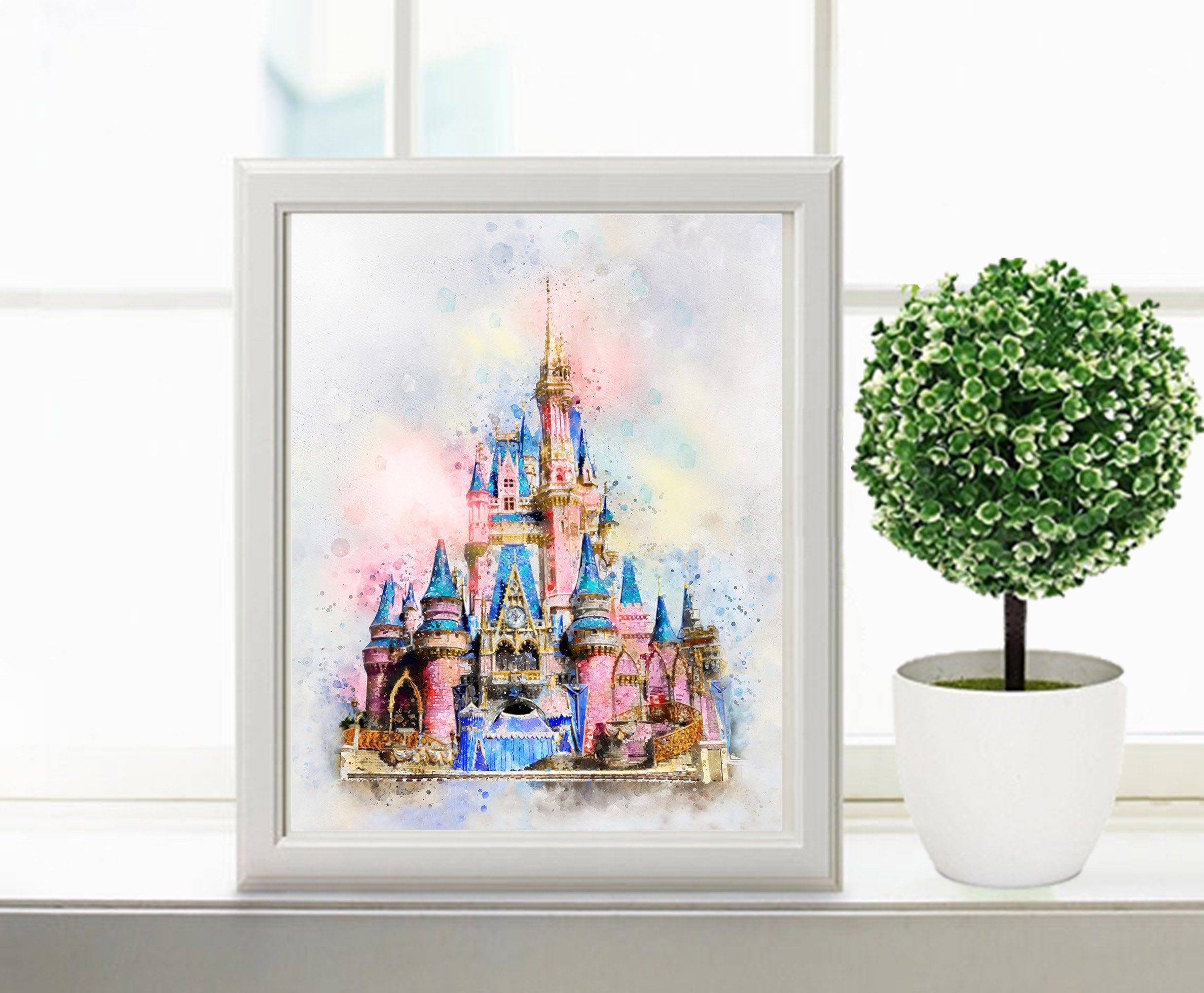 Watercolor Castle PRINTABLE ART Castle Print Castle Poster - Etsy