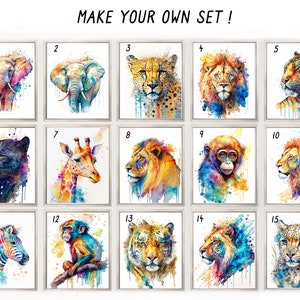 PRINTABLE Animals Watercolor Prints, Children Wall Art, Colorful Prints ...