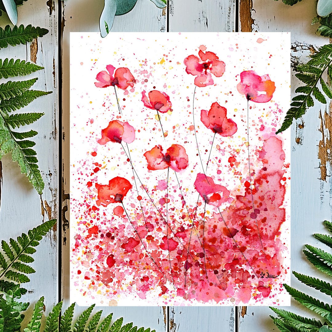 Watercolor Poppies ORIGINAL WATERCOLOR Pink Poppies Gifted Flowers ...