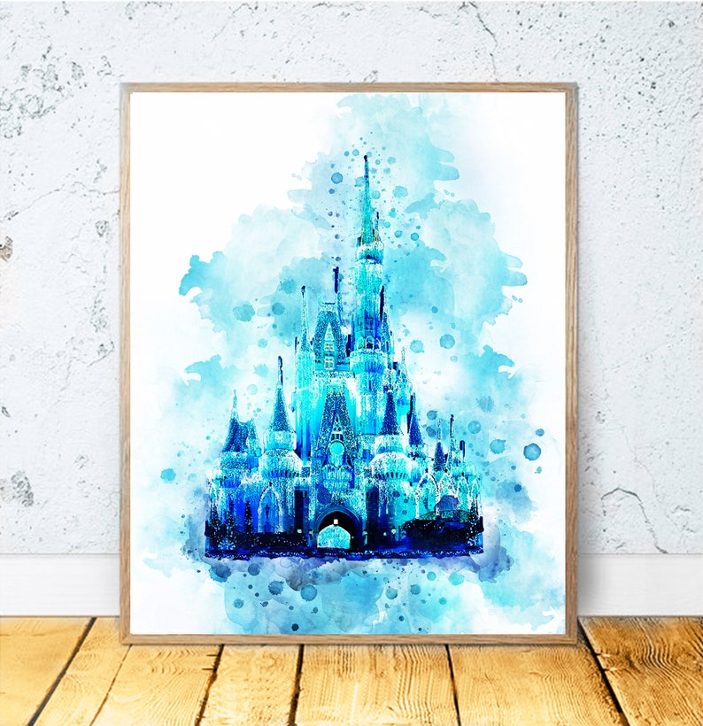 Watercolor Winter Castle PRINTABLE ART Castle Print Castle - Etsy