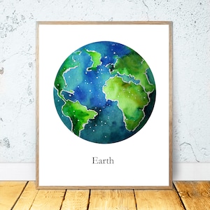 Solar System Set of 10 Watercolor Planets PRINTABLE ART Planet Space ...