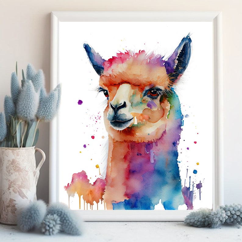Llama Watercolor PRINTABLE ART Alpaca Lama Print Instant - Etsy