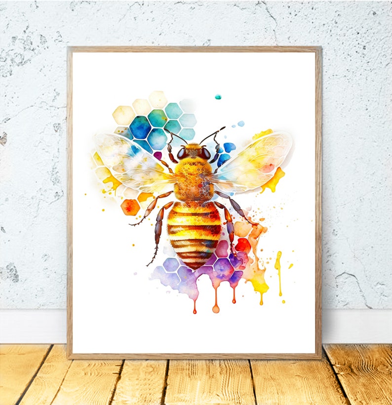 Set of 6 Bees Watercolor PRINTABLE ART Bee Print Bumblebee - Etsy