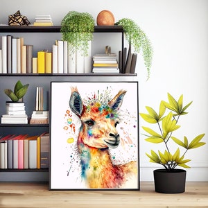 Llama Watercolor PRINTABLE ART Alpaca Llama Print, Lama Poster Llama ...