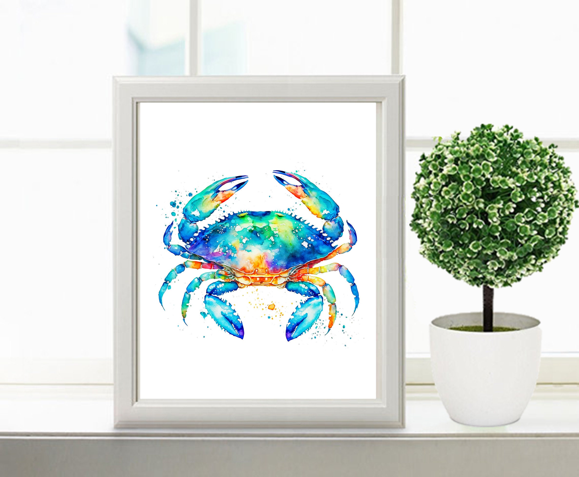 Crab Watercolor PRINTABLE ART Nautical Decor Crab Print Ocean Crab ...