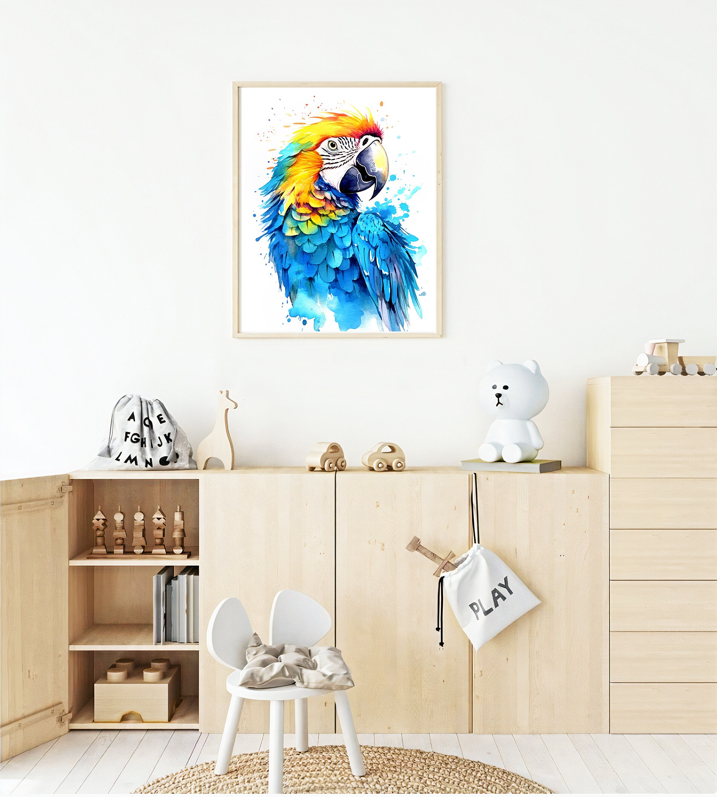 Macaw Print Watercolor PRINTABLE ART Bird Print Download Macaw Poster ...