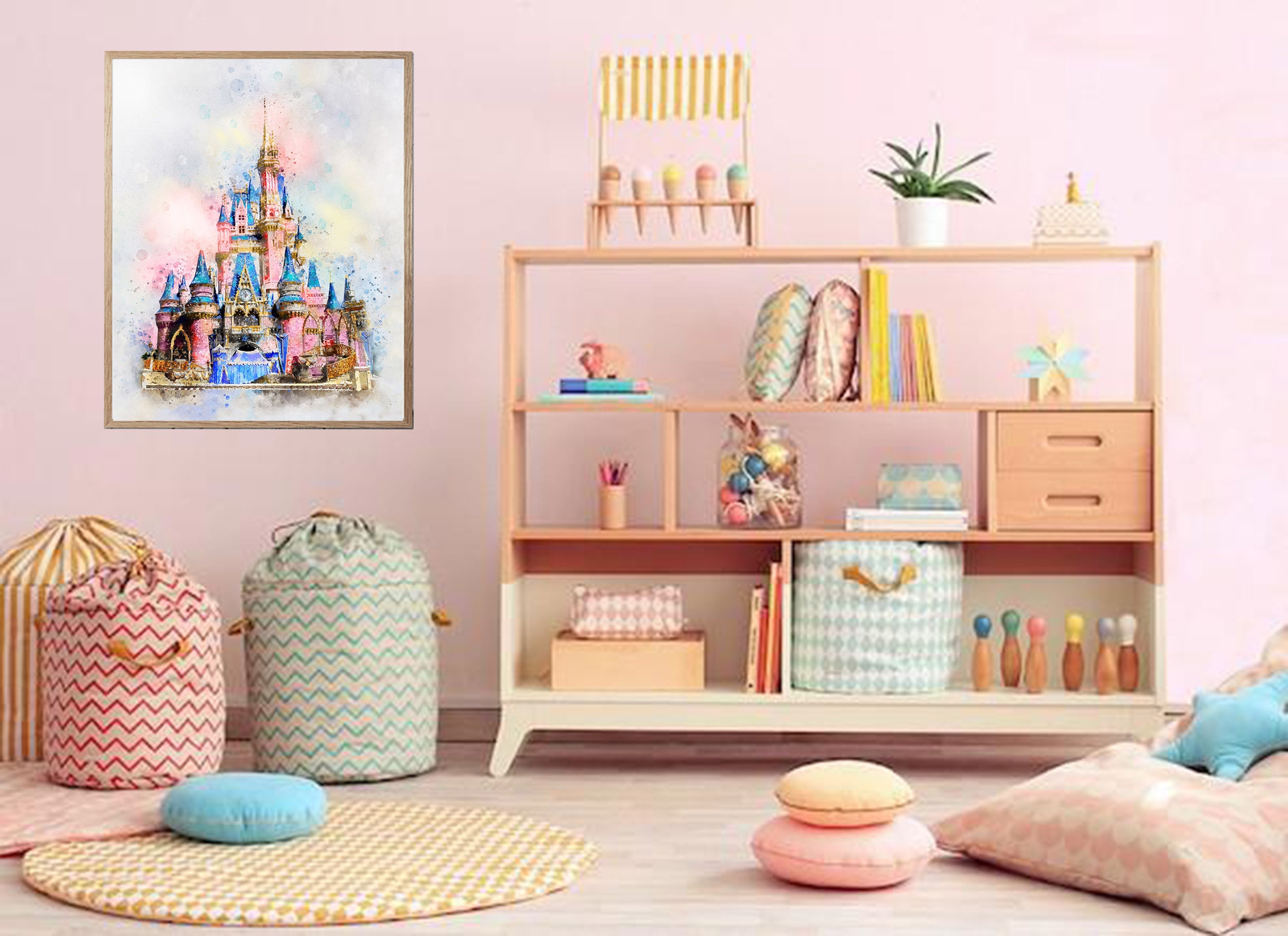 Watercolor Castle PRINTABLE ART Castle Print Castle Poster - Etsy