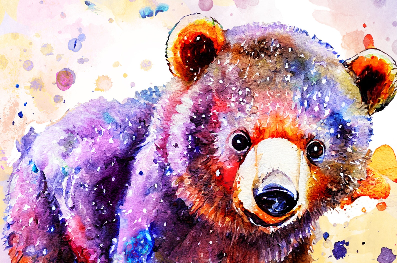 Baby Bear PRINTABLE ART Watercolor Little Bear Digital Print Cute ...