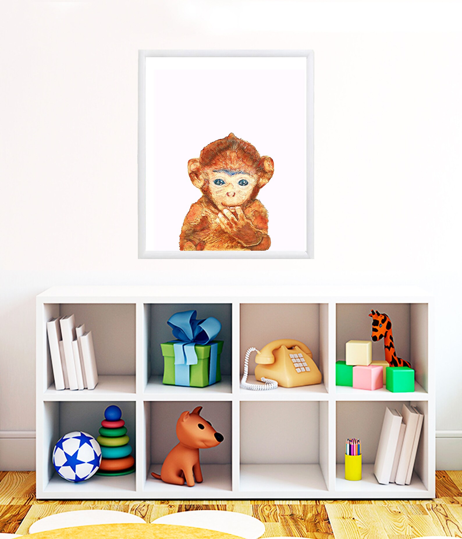 Baby Monkey PRINTABLE ART Watercolor Monkey Print Download - Etsy