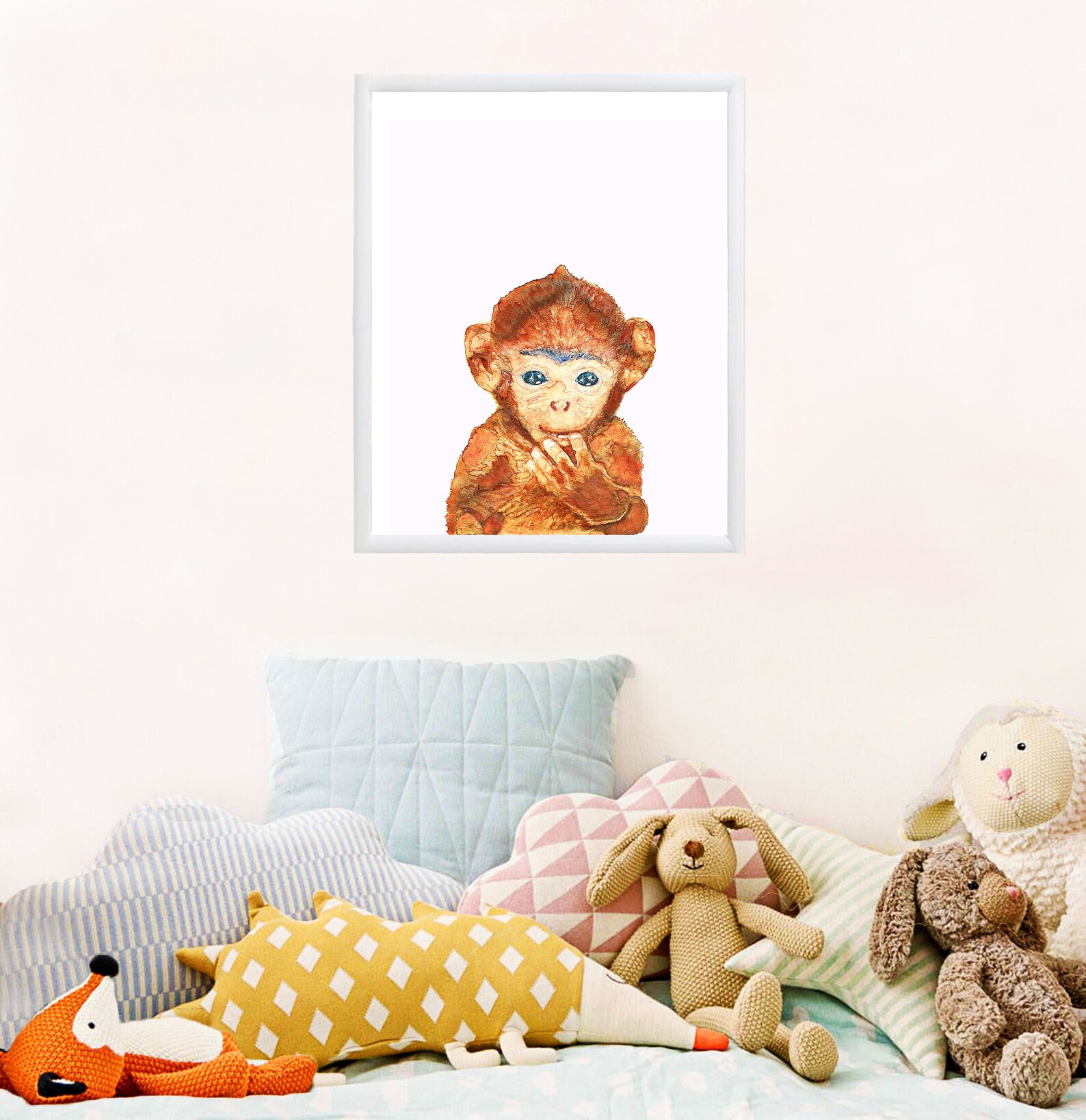 Baby Monkey PRINTABLE ART Watercolor Monkey Print Download - Etsy