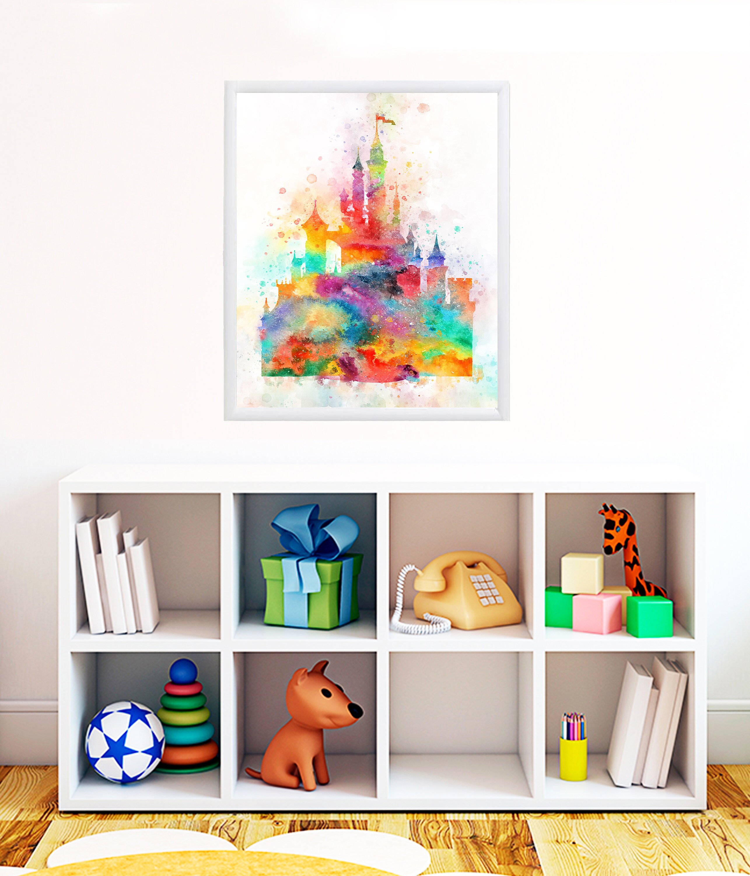 Watercolor Castle PRINTABLE ART Castle Print Castle Poster Colorful ...