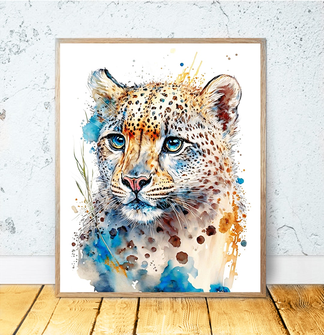Snow Leopard Watercolor PRINTABLE ART Leopard Print Download Leopard Poster Wildlife Gifts ...