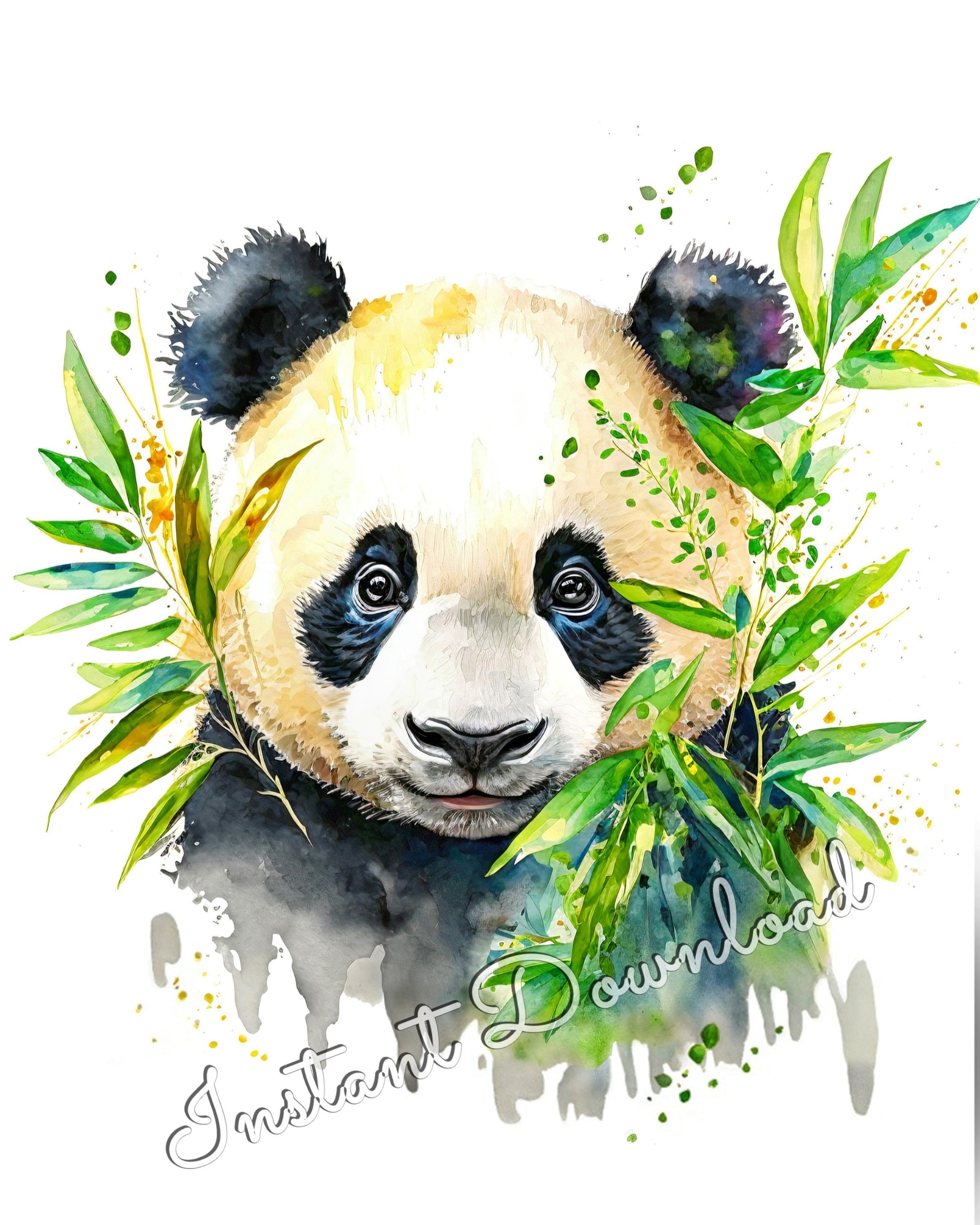 Panda Bear Watercolor PRINTABLE ART Panda Print Panda Poster - Etsy UK