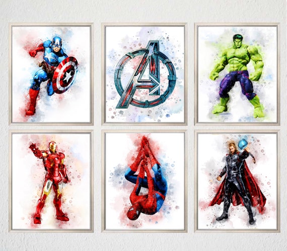 Set 6 Superheroes AVENGERS Marvel DOWNLOAD Printable Art Print - Etsy