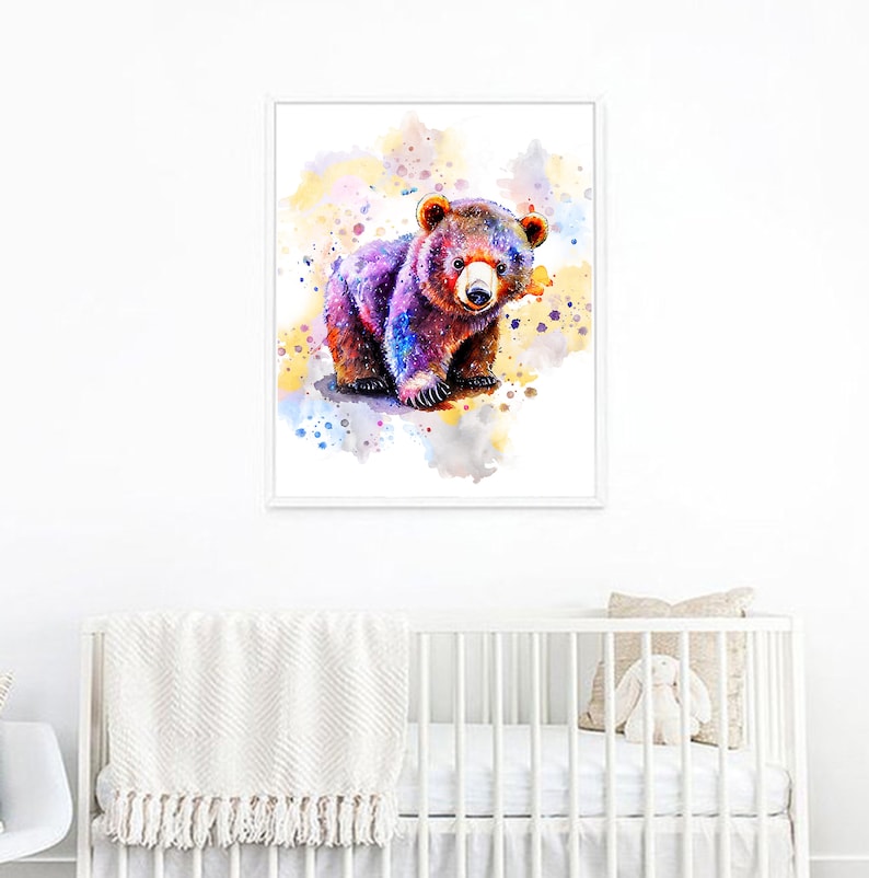 Baby Bear PRINTABLE ART Watercolor Little Bear Digital Print Cute ...