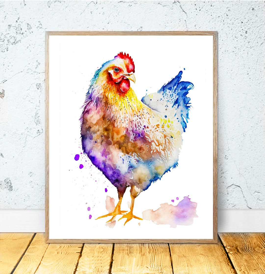 Hen Watercolor PRINTABLE ART Hen Print Chicken Instant Download Poster ...