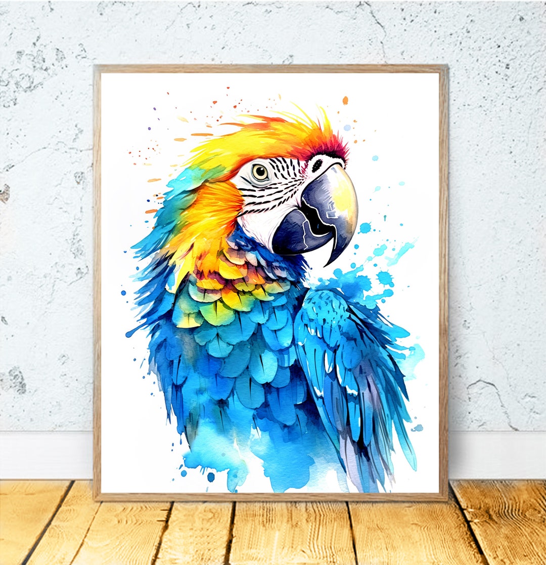 Macaw Print Watercolor PRINTABLE ART Bird Print Download Macaw Poster ...