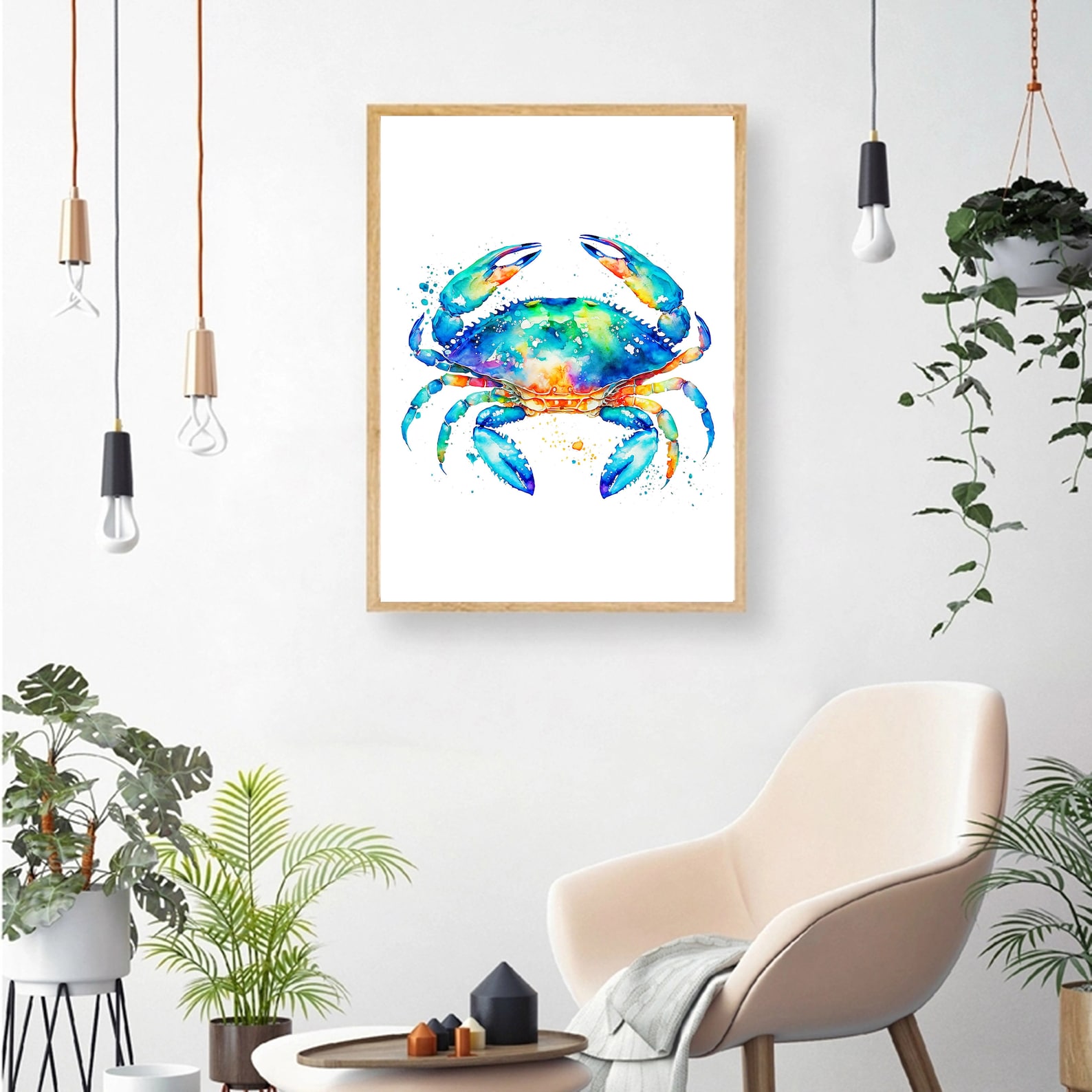 Crab Watercolor PRINTABLE ART Nautical Decor Crab Print Ocean Crab ...