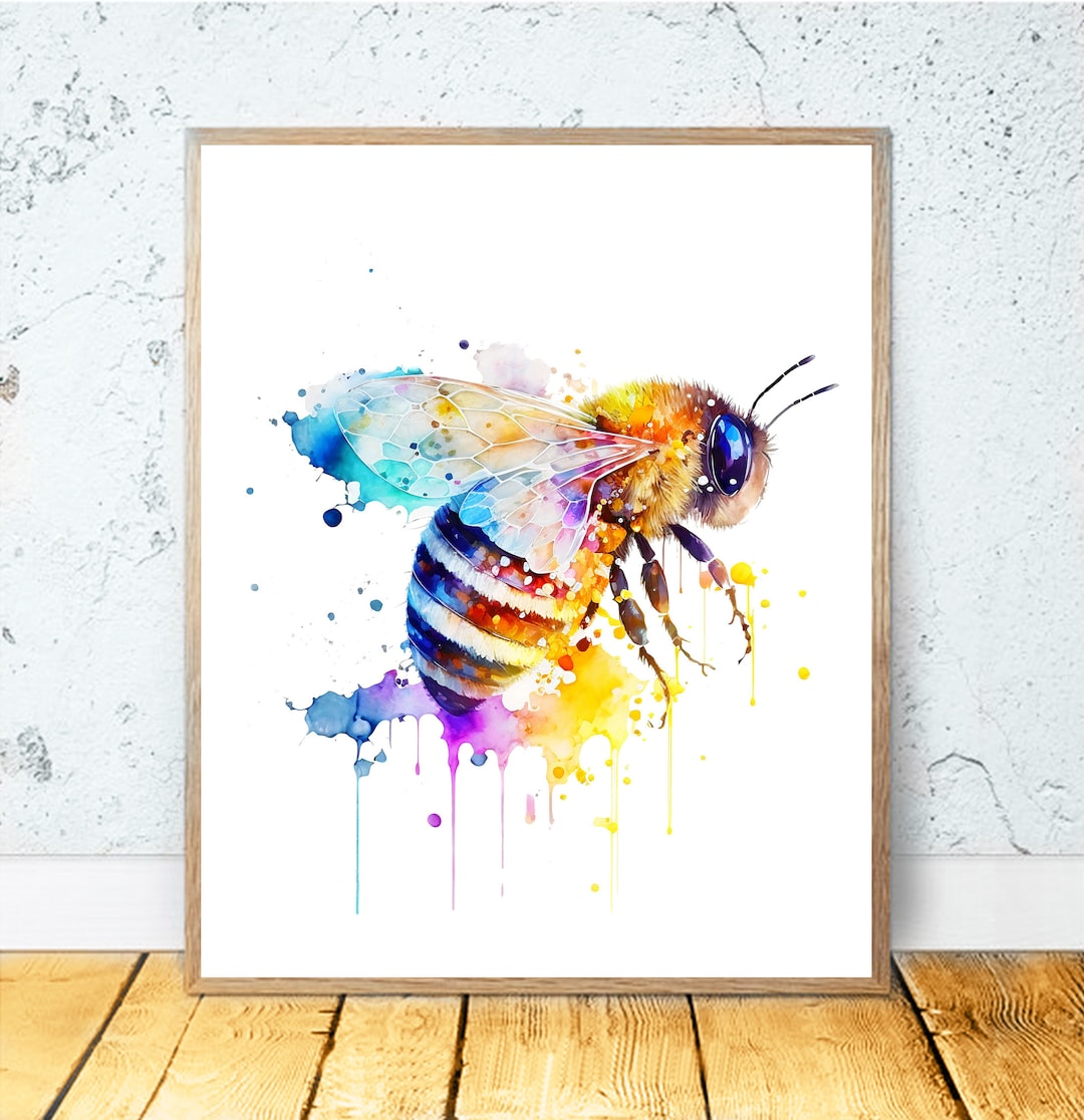 Acuarela Abeja ARTE IMPRIMIBLE Abeja Imprimir Póster Decoración de ...