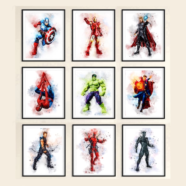 Superhero Print Set - Etsy