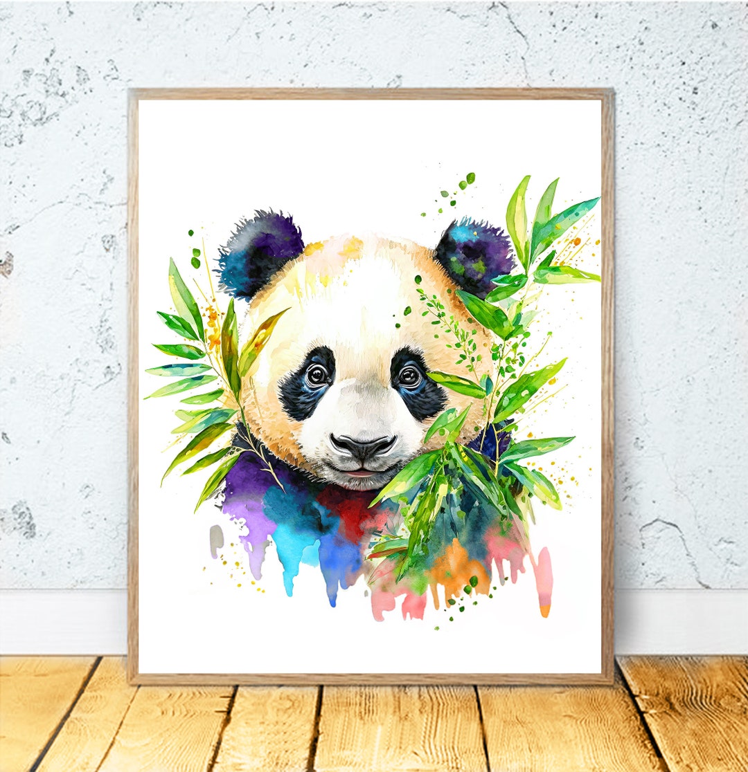 Panda Bear Watercolor PRINTABLE ART Colorful Panda Print Panda Poster ...