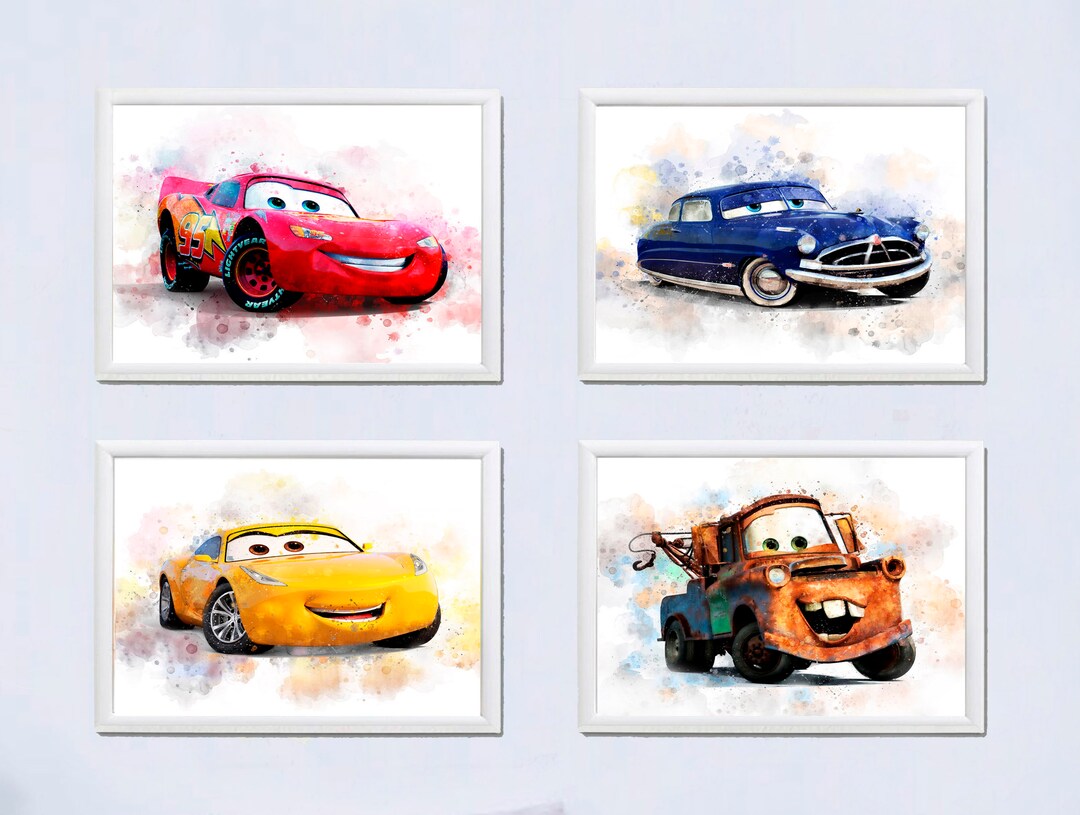 Set 4 Disney Cars PRINTABLE ART Disney Cars Poster Birthday Disney Cars ...