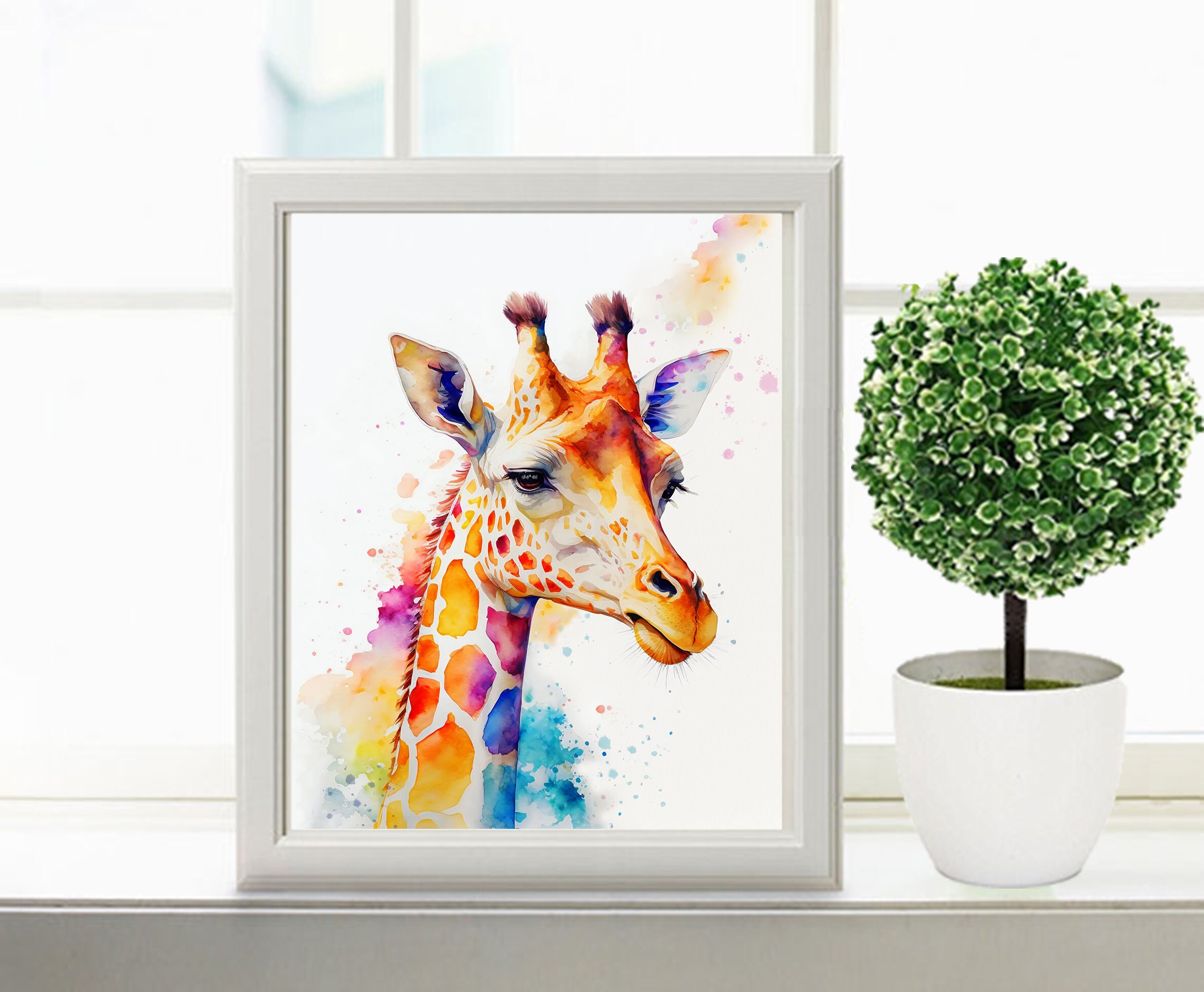 Watercolor Giraffe Abstract
