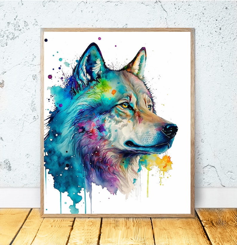 Wolf Watercolor PRINTABLE ART Wolf Print Instant Download Wolf - Etsy