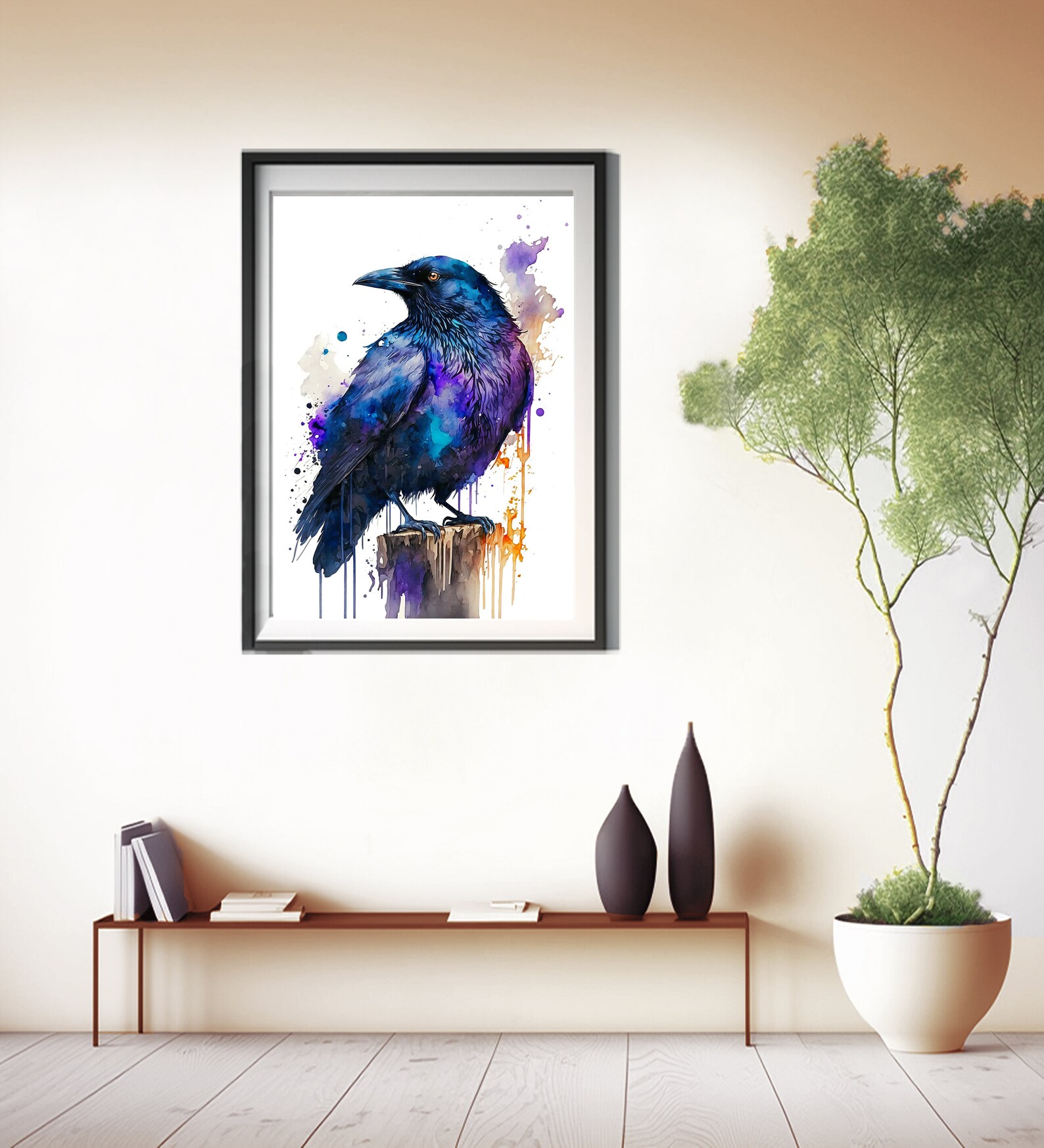 Raven Watercolor PRINTABLE ART Raven Print Instant Download - Etsy
