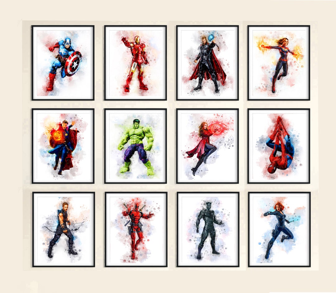 Set 12 Superheroes DOWNLOAD Marvel Print Superhero Avengers Poster ...