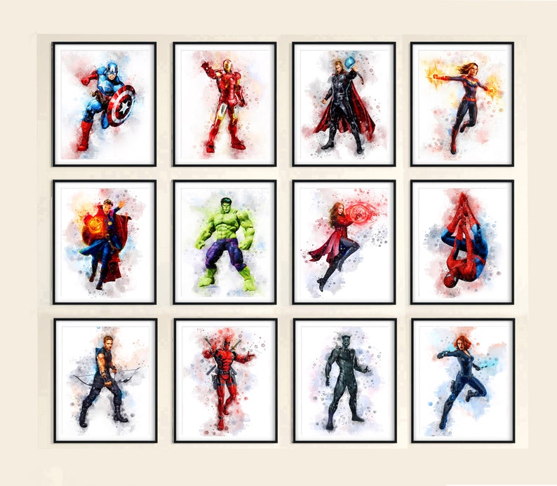Set 12 Superheroes DOWNLOAD Marvel Print Superhero Avengers Poster ...