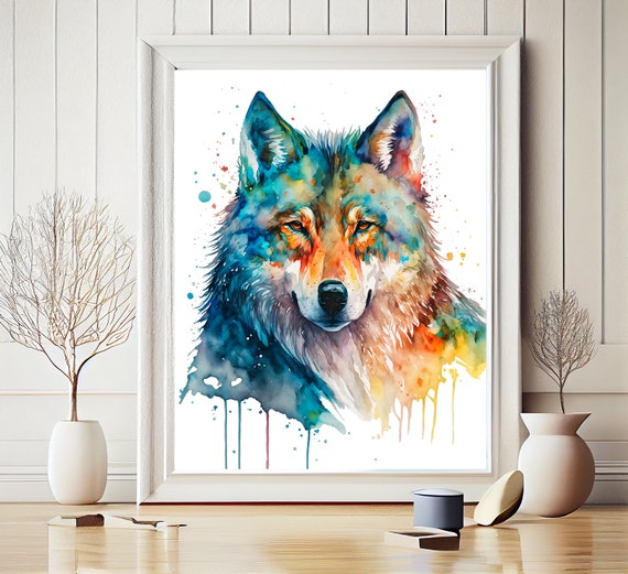 Lobo De Acuarela Lámina Rígida For Sale Con La Obra «Acuarela De