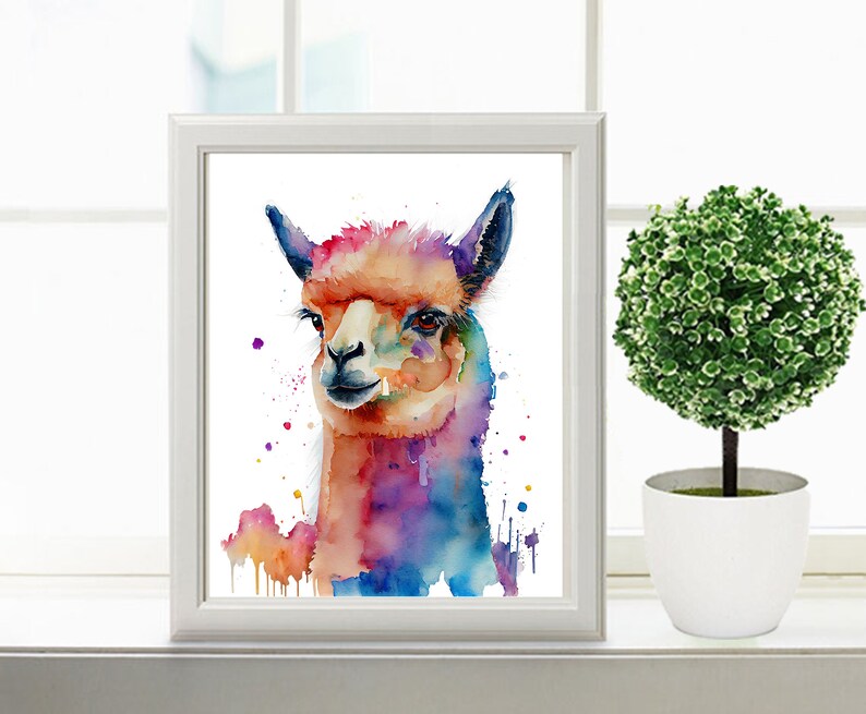 Llama Watercolor PRINTABLE ART Alpaca Lama Print Instant - Etsy