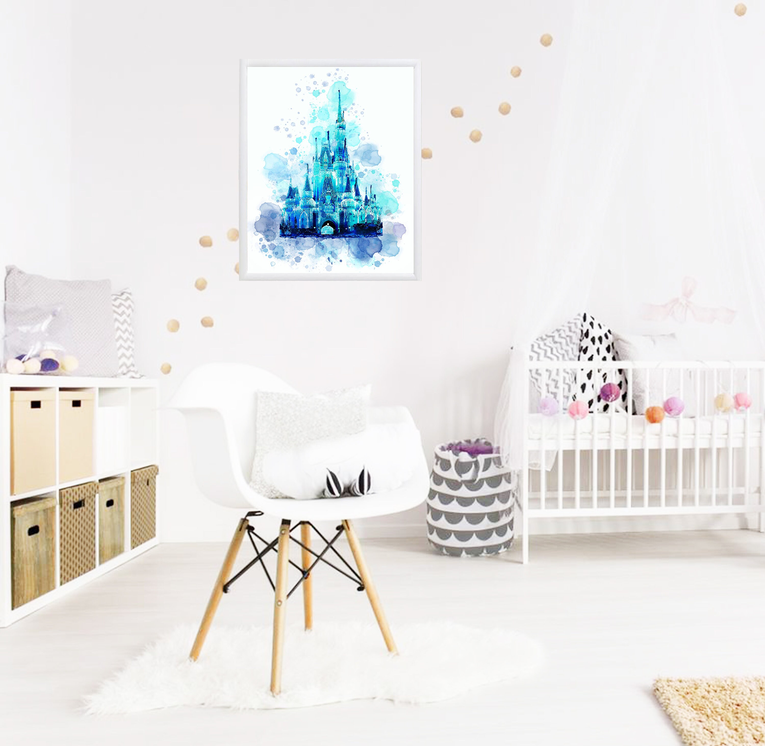 Watercolor Winter Castle PRINTABLE ART Castle Print Castle - Etsy