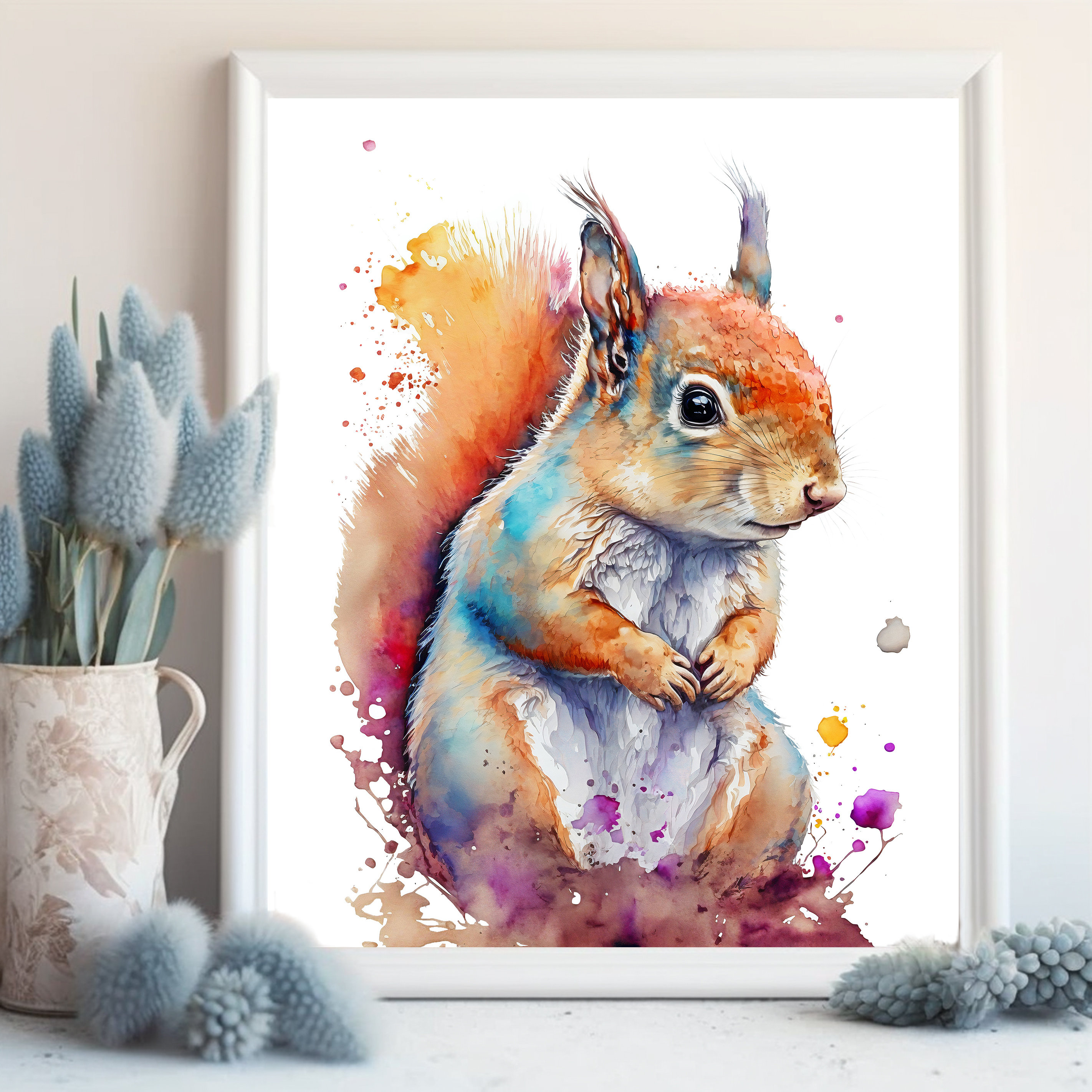 Squirrel Watercolor PRINTABLE ART Squirrel Print Download Squirrel ...
