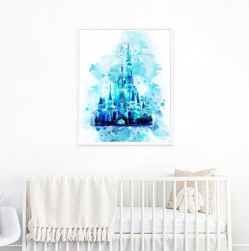 Watercolor Winter Castle PRINTABLE ART Castle Print Castle - Etsy