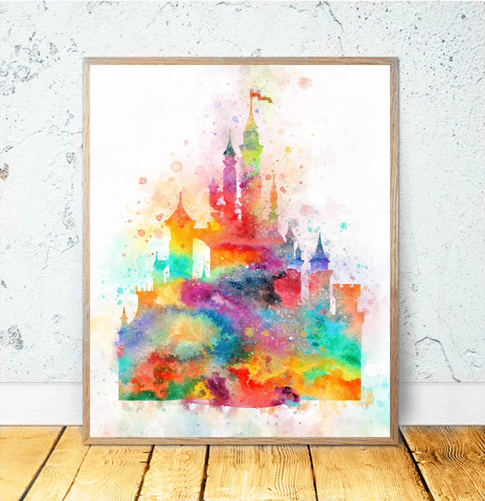 Watercolor Castle PRINTABLE ART Castle Print Castle Poster Colorful ...