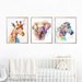 Set of 3 Safari Animals Watercolor PRINTABLE ART Giraffe Zebra Elephant ...