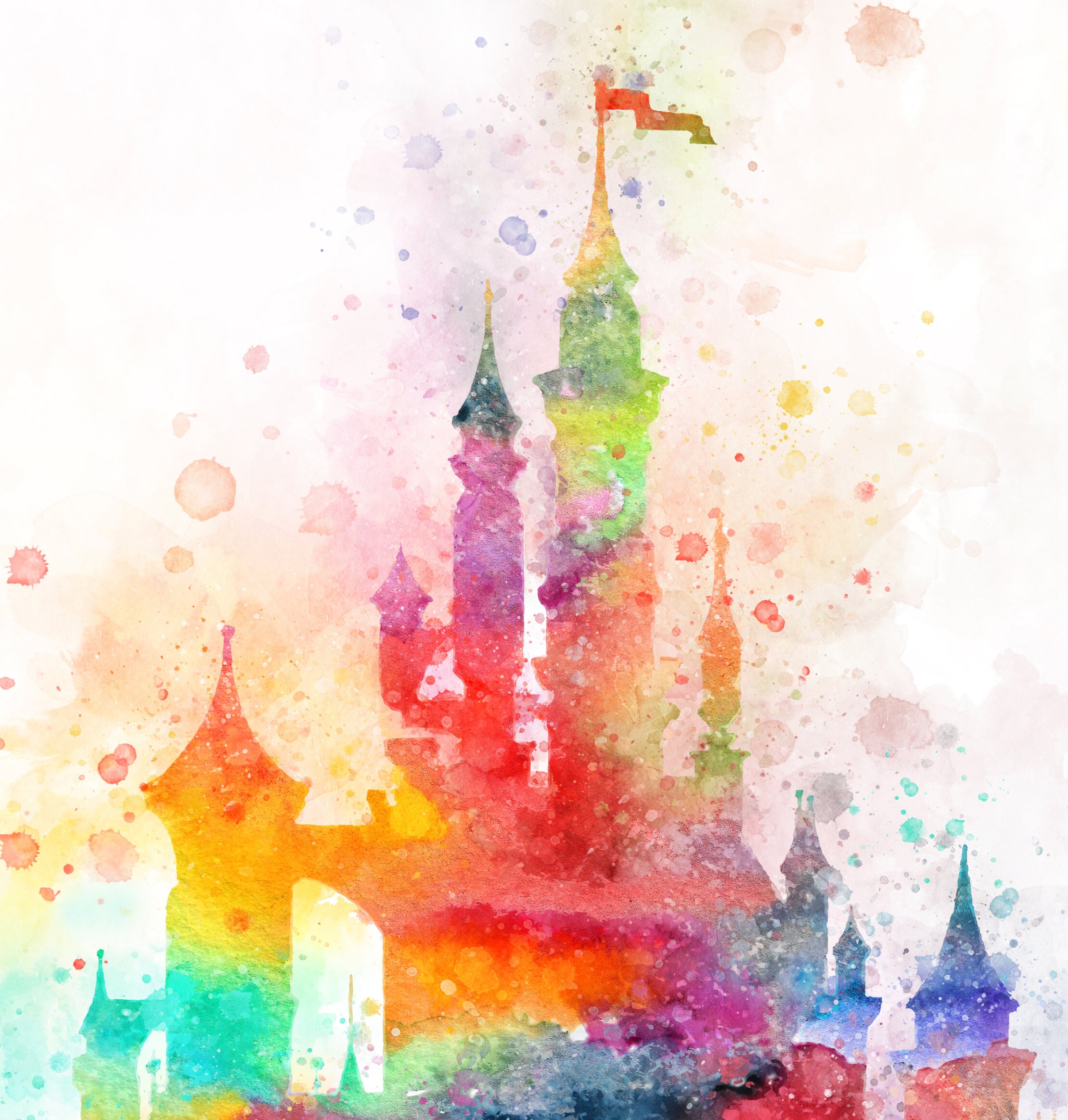 Watercolor Castle PRINTABLE ART Castle Print Castle Poster | Etsy