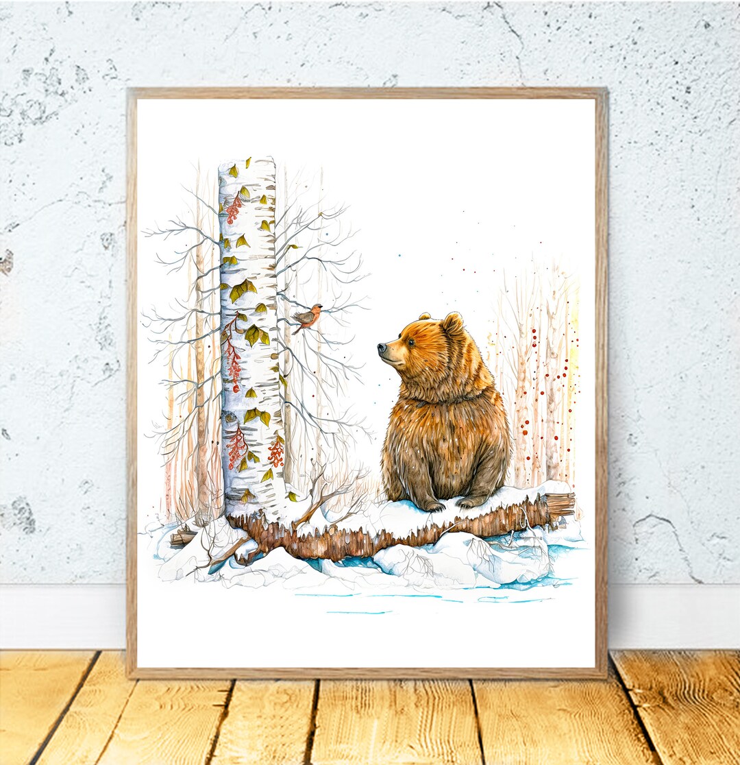 Bear in the Forest PRINTABLE ART Bear Print Bear Poster Digital Print ...