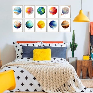 Solar System Set of 10 Watercolor Planets PRINTABLE ART Planet Space ...