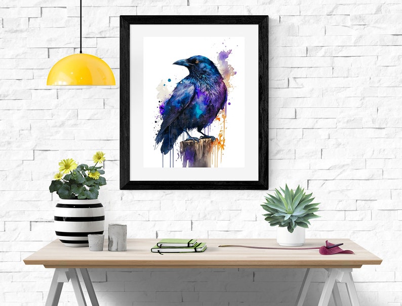 Raven Watercolor PRINTABLE ART Raven Print Instant Download - Etsy