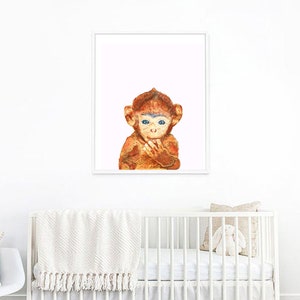 Baby Monkey PRINTABLE ART Watercolor Monkey Print Download - Etsy