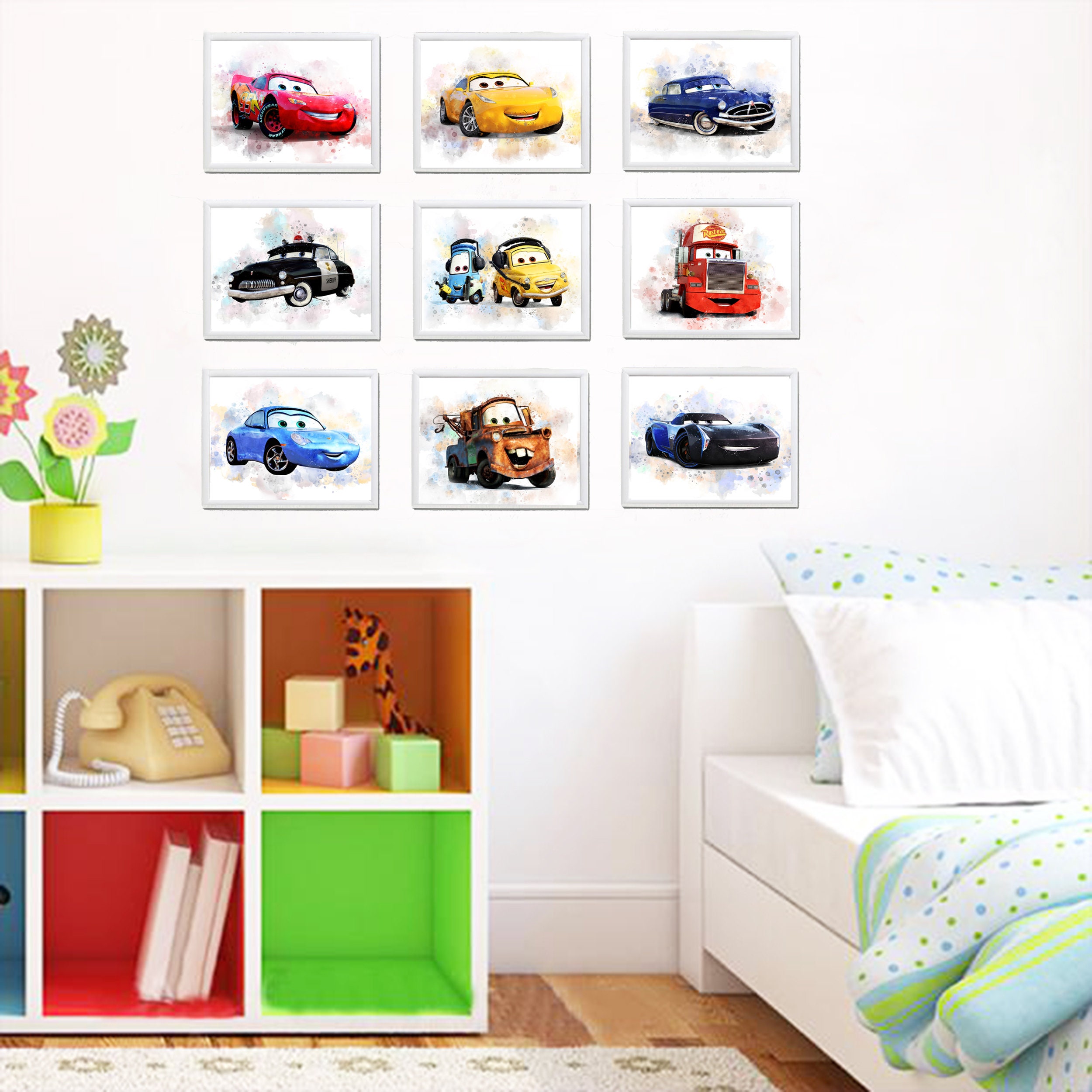 Set 9 DISNEY CARS Printable Art Watercolor Disney Cars Print - Etsy UK