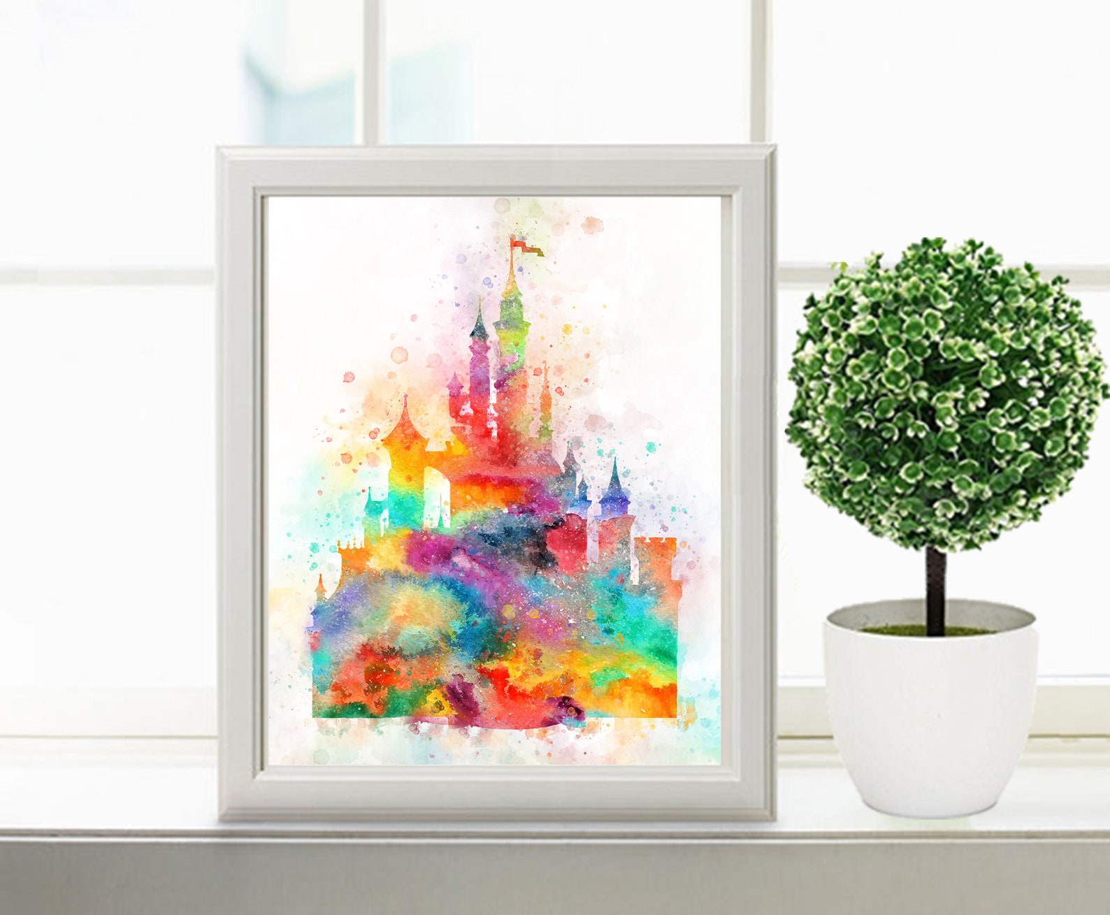Watercolor Castle PRINTABLE ART Castle Print Castle Poster Colorful ...