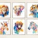 Set of 6 Safari Animals Watercolor PRINTABLE ART Giraffe Print Animal ...